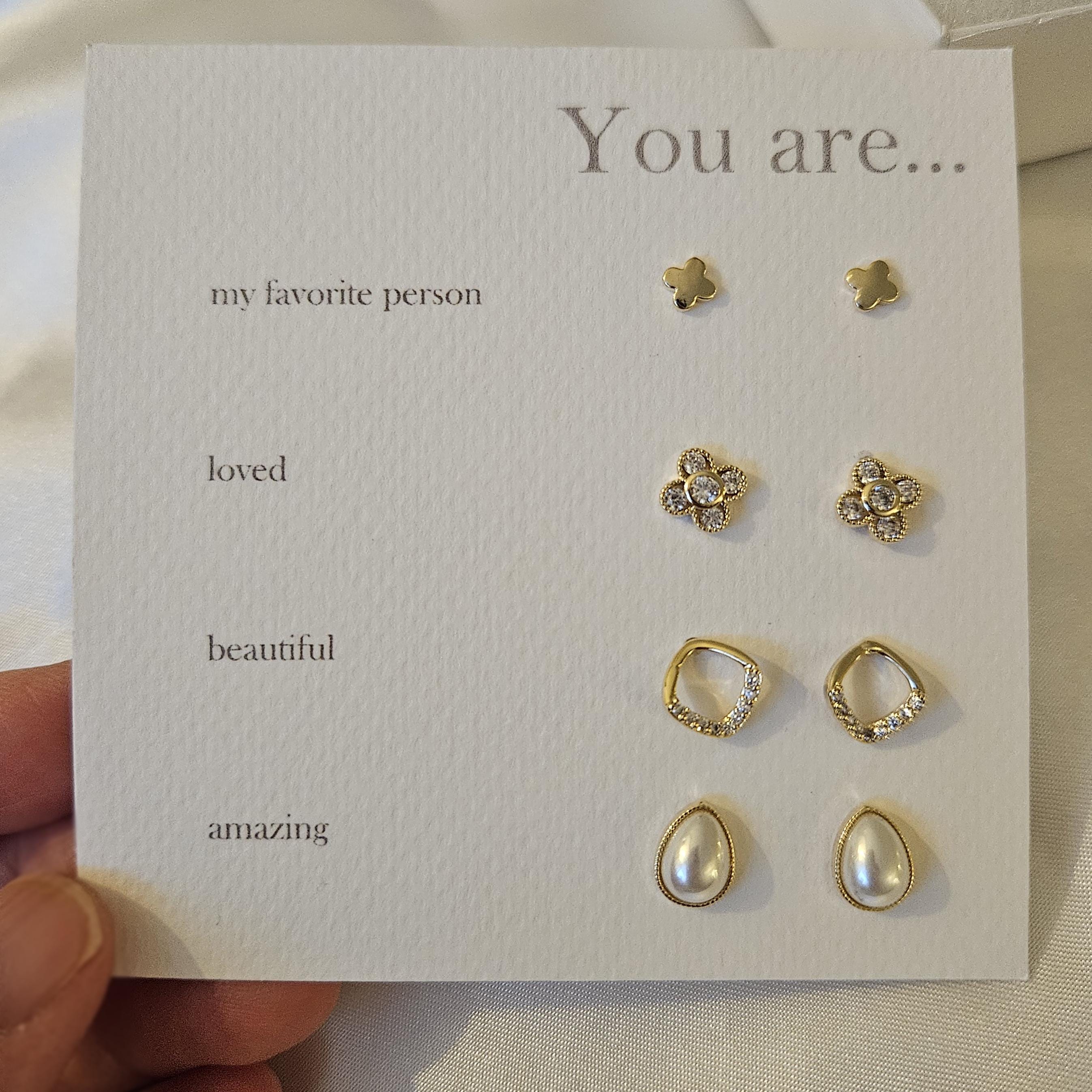 Set of 4 Pairs Dainty Earrings , Small Stud Earrings, Gift Earrings ...