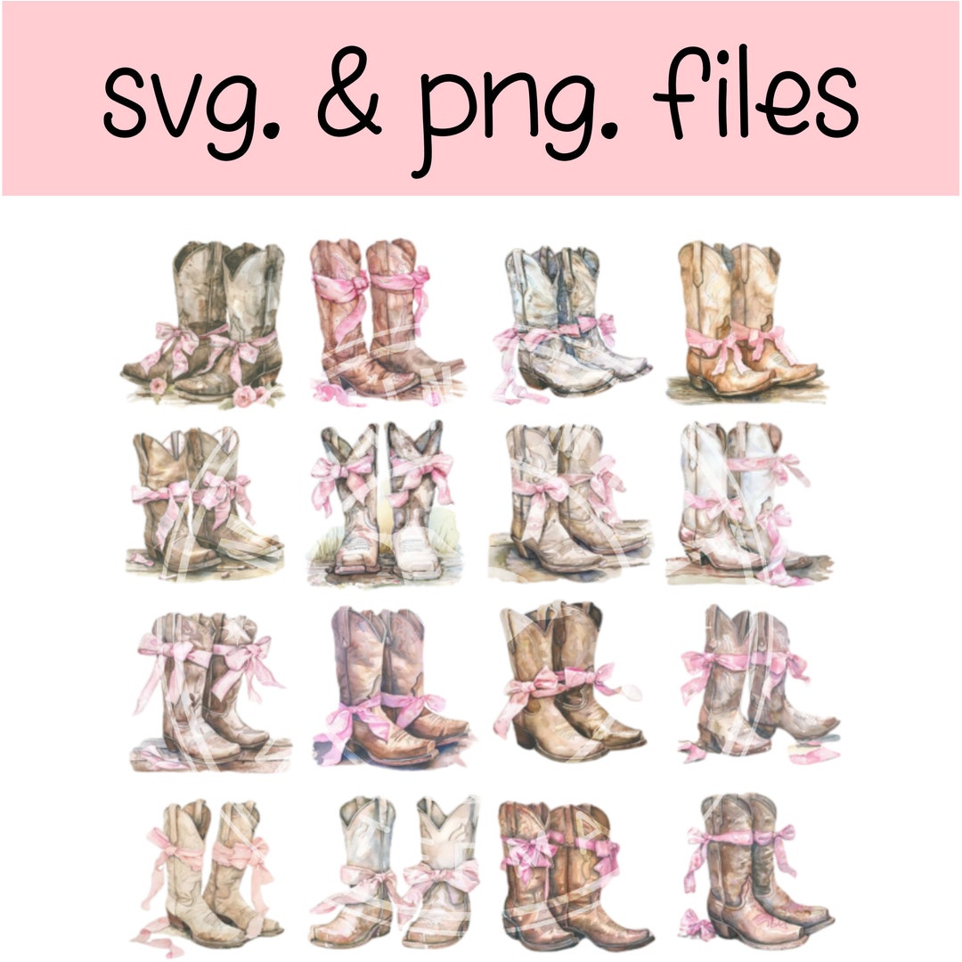 Png Svg Cowgirl Boots Cherry Svg Bow Western Png Pink Bow Aesthetic ...