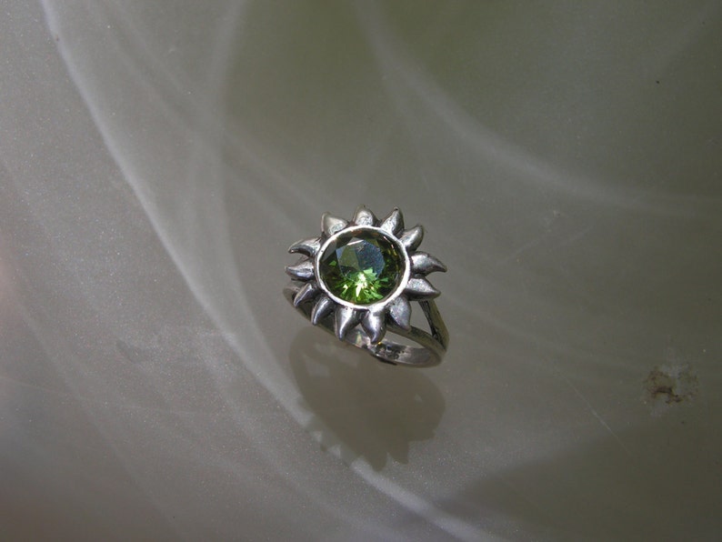 Sun Ring With Peridot And Sterling Silver | Etsy