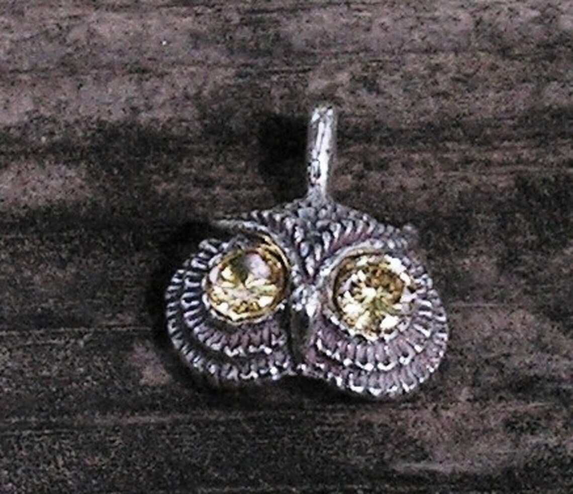 Owl Pendant With Citrine Eyes in Sterling Silver - Etsy
