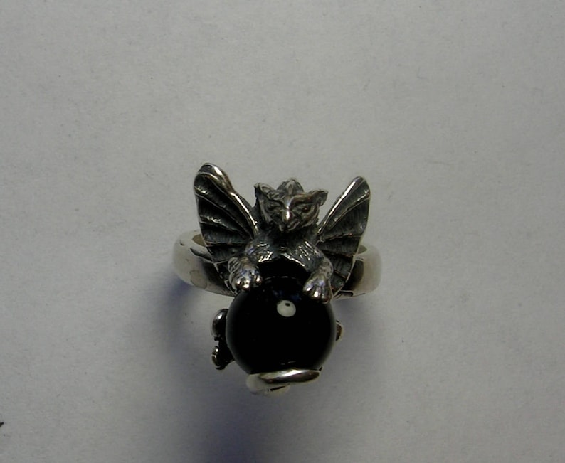 Gargoyle Ring Sterling Silver With Onyx - Etsy