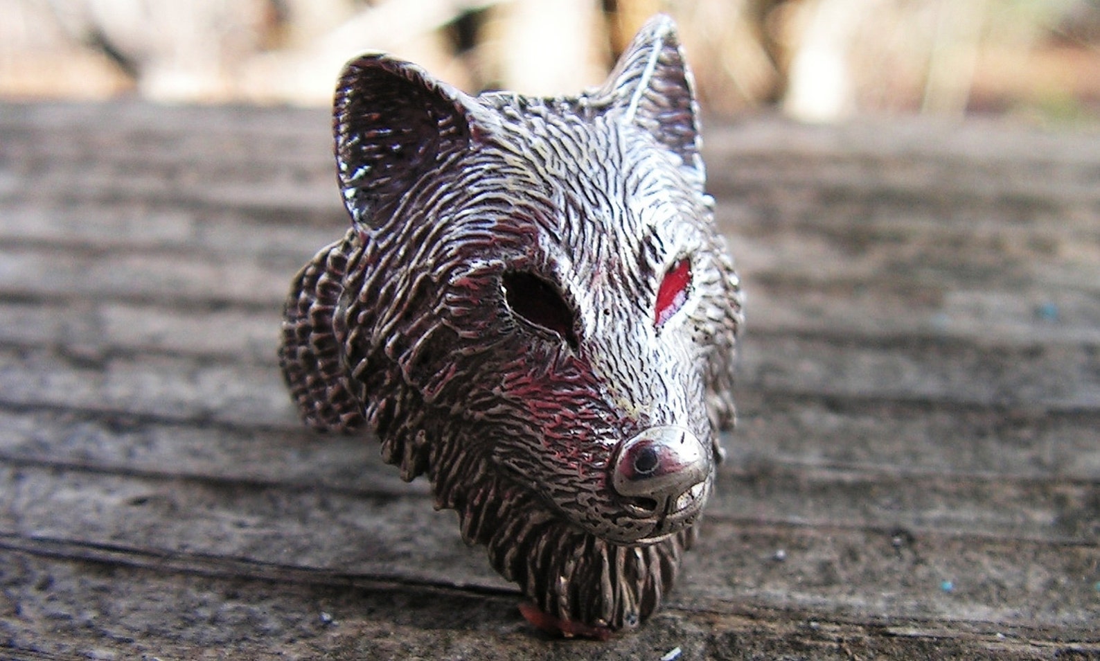 Wolf Ring With Red Eyes in Sterling Silver - Etsy