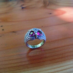 Owl Ring With Ruby Eyes in Sterling Silver - Etsy