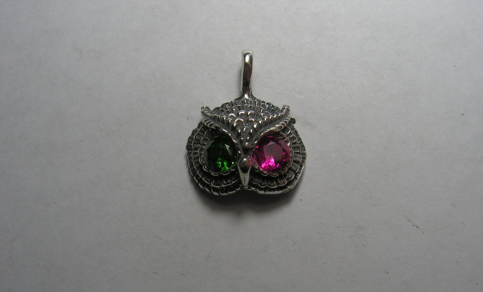 Owl Pendant With Ruby and Emerald in Sterling Silver - Etsy