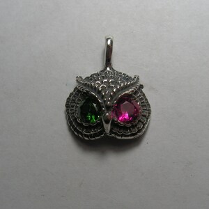 Owl Pendant With Ruby and Emerald in Sterling Silver - Etsy