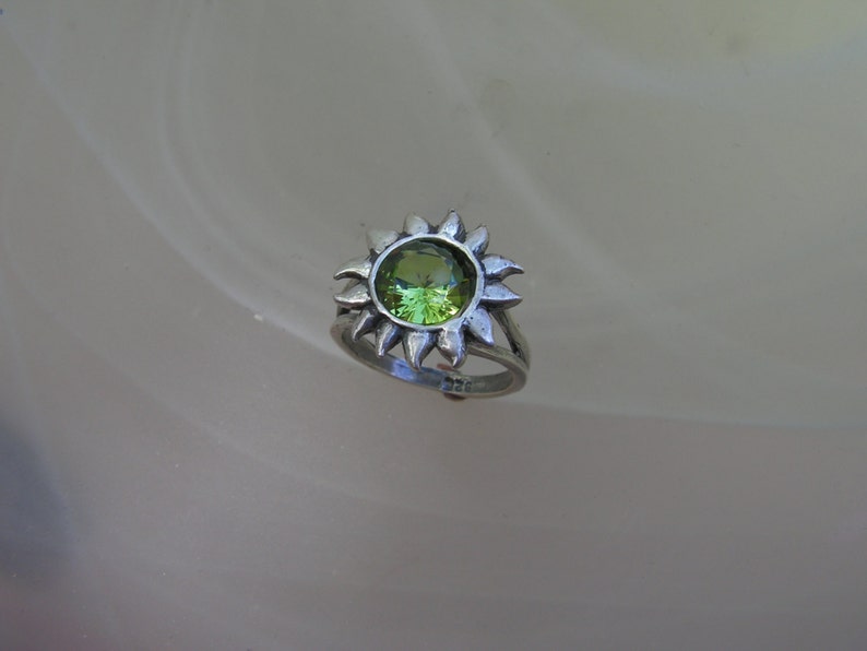 Sun Ring With Peridot And Sterling Silver | Etsy