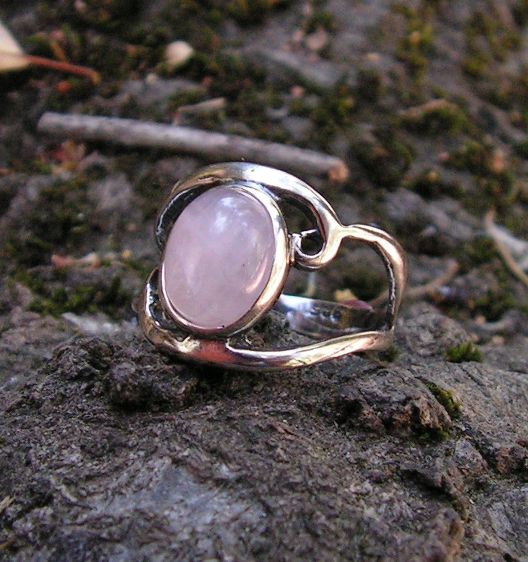 Rose Quartz Cabochon Ring in Sterling Silver - Etsy