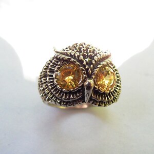 Owl Ring With Citrine Eyes in Sterling Silver - Etsy