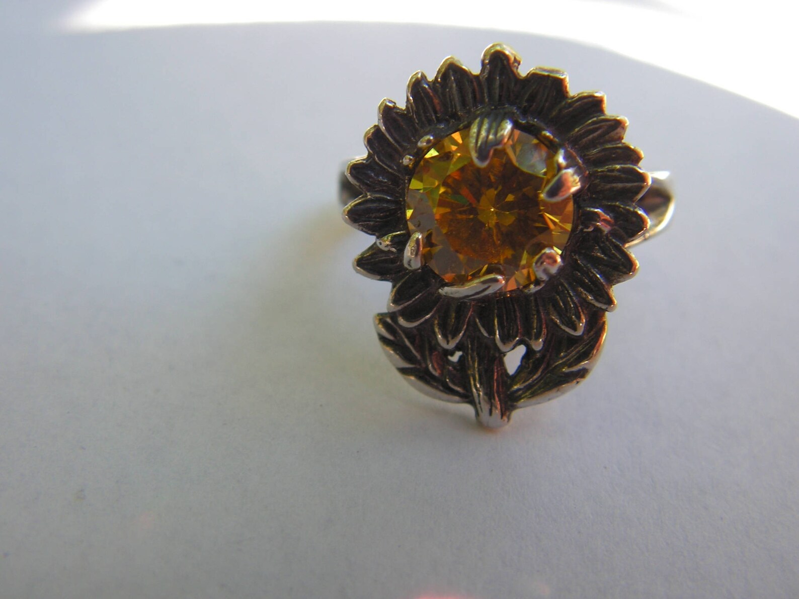 Sunflower Ring Sterling Silver With Citrine | Etsy