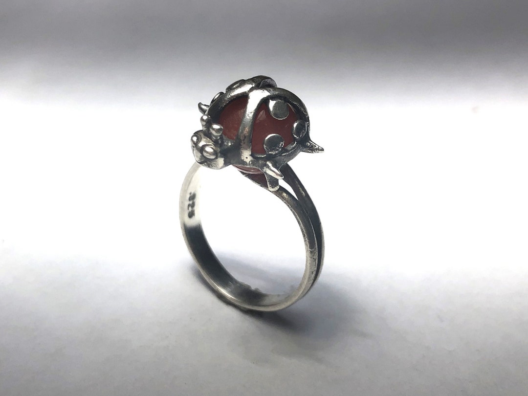 Ladybug Ring With Carnelian in Sterling Silver - Etsy