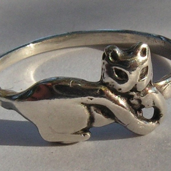 Sterling Silver Cat Ring - Etsy