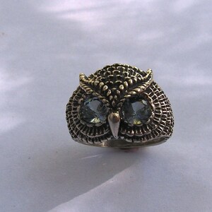 Owl Ring With Aquamarine Eyes in Sterling Silver - Etsy