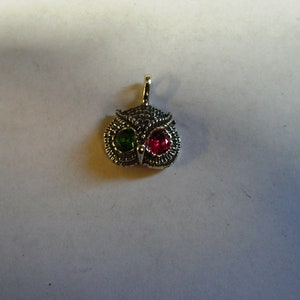 Owl Pendant With Ruby and Emerald in Sterling Silver - Etsy