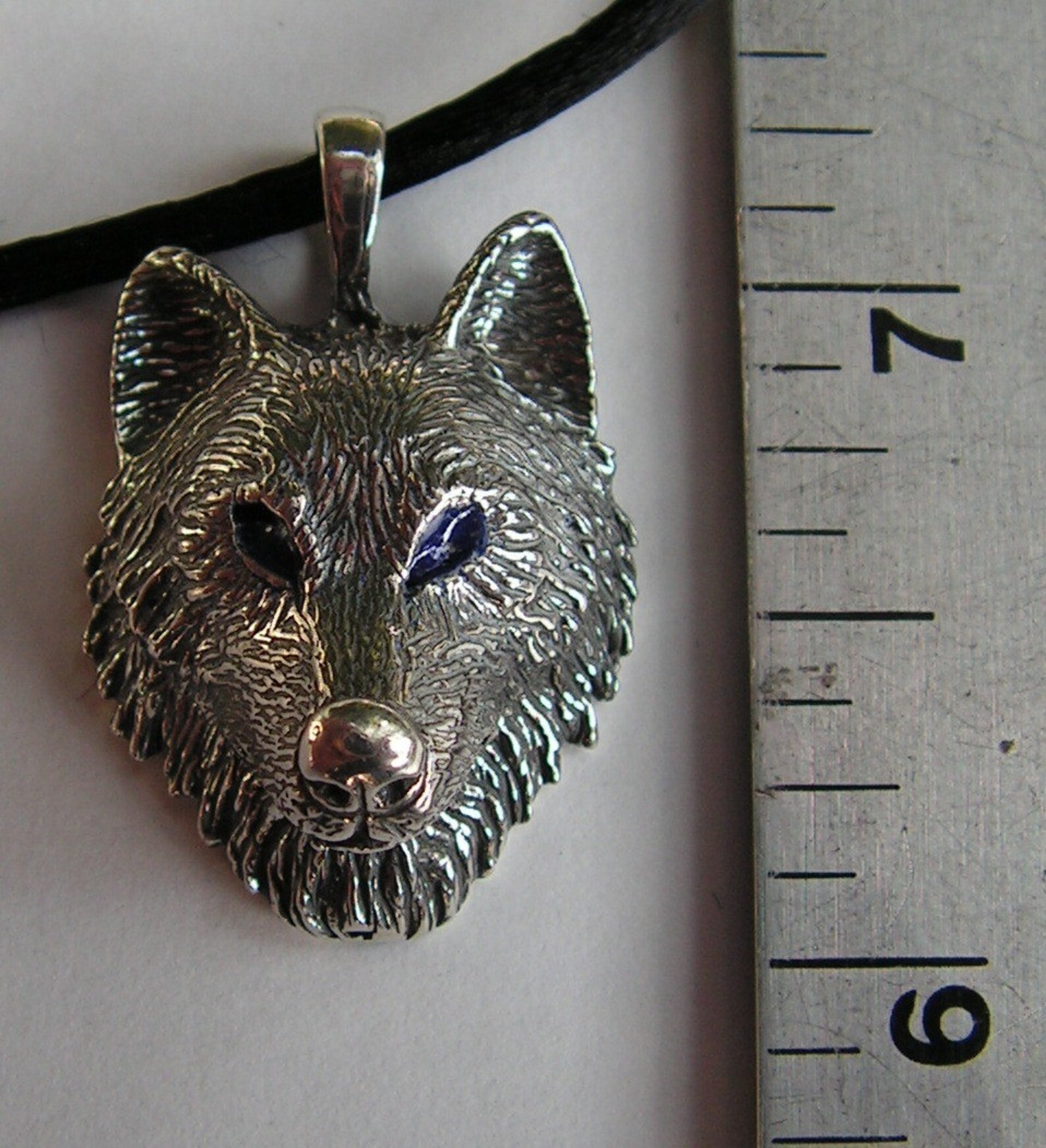Timber Wolf Pendant With Blue Eyes in Sterling Silver - Etsy