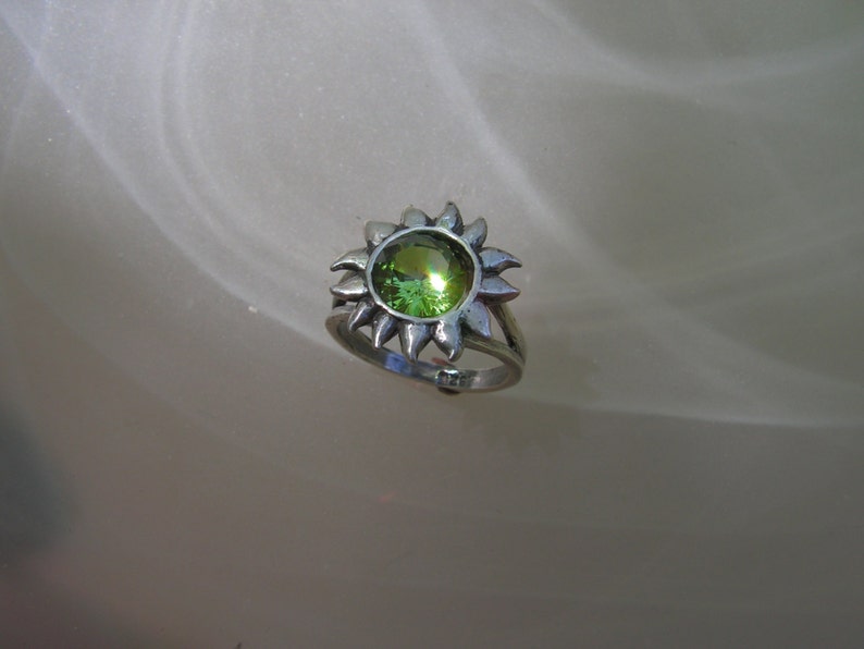 Sun Ring With Peridot And Sterling Silver | Etsy