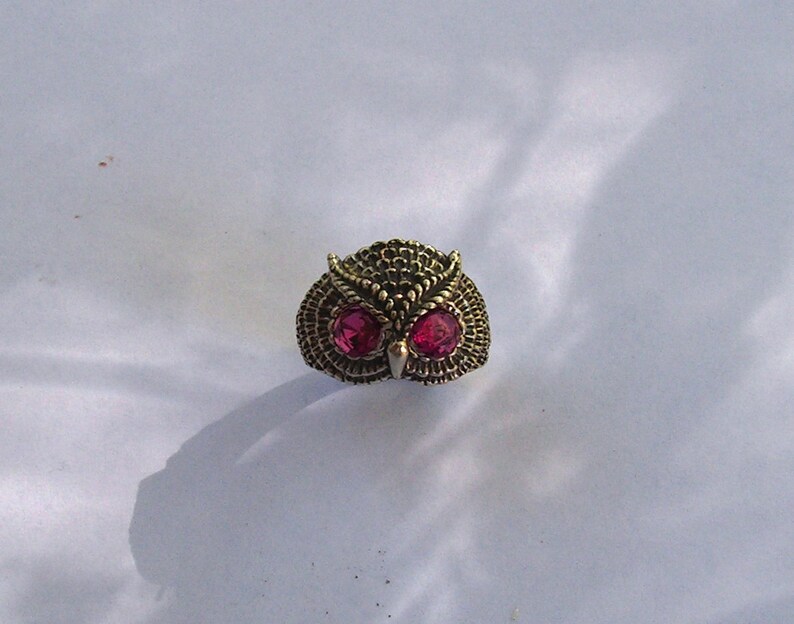Owl Ring With Ruby Eyes in Sterling Silver - Etsy