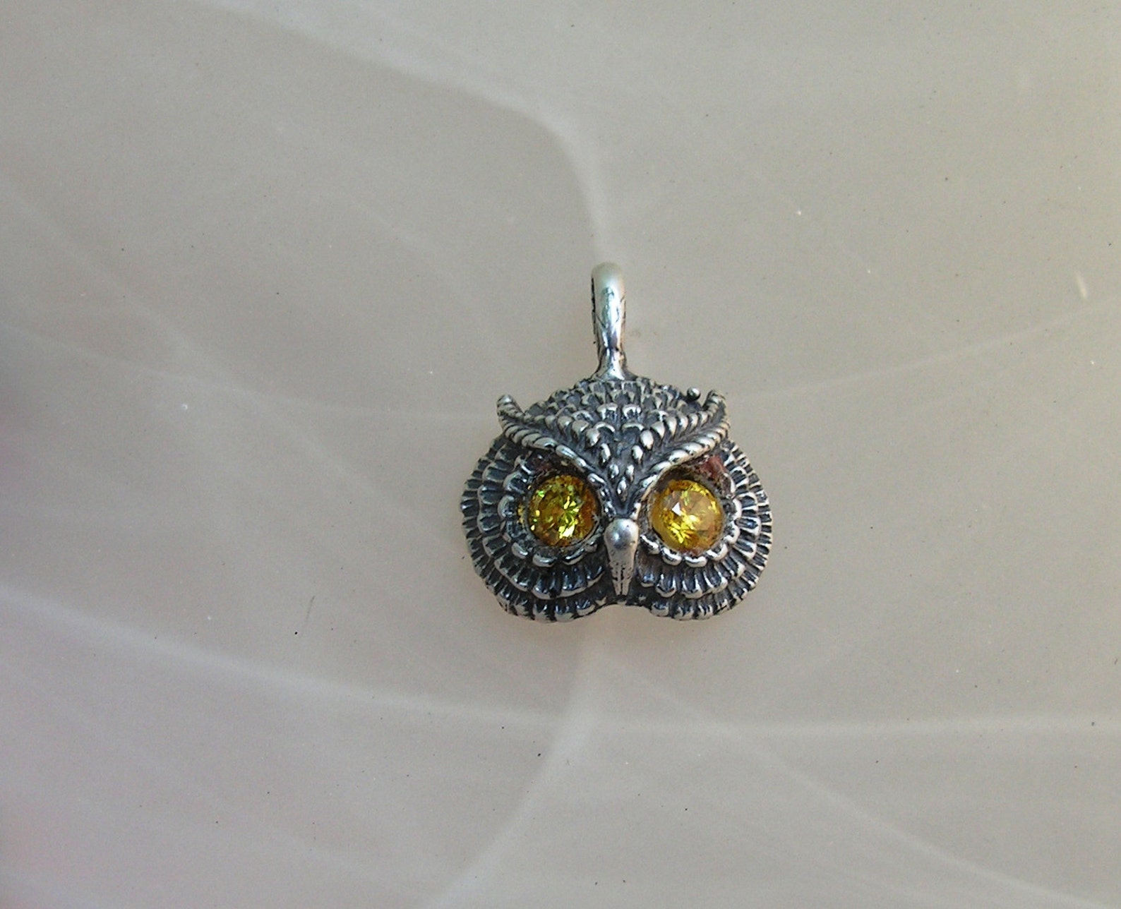 Owl Pendant With Citrine Eyes in Sterling Silver - Etsy