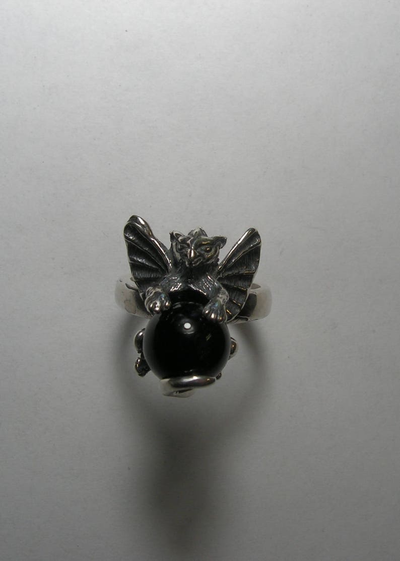 Gargoyle Ring Sterling Silver With Onyx - Etsy