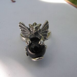 Gargoyle Ring Sterling Silver With Onyx - Etsy