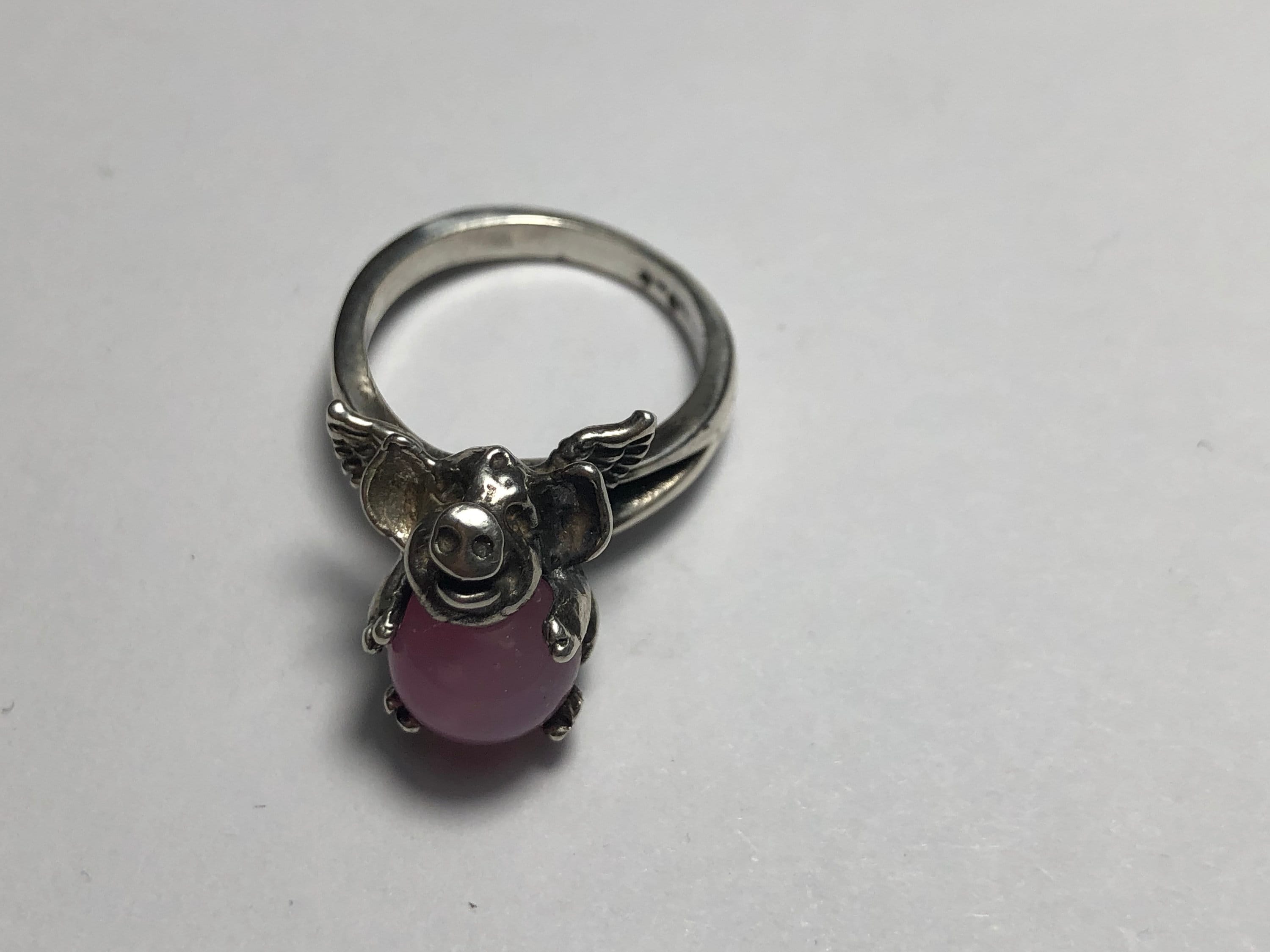Flying Pig Ring With Rose Quartz and Sterling Silver - Etsy