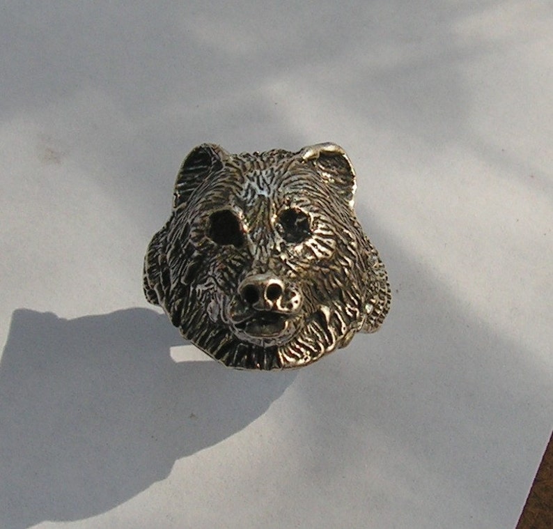 Bear Ring With Black Enamel Eyes in Sterling Silver | Etsy