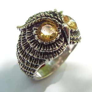 Owl Ring With Citrine Eyes in Sterling Silver - Etsy