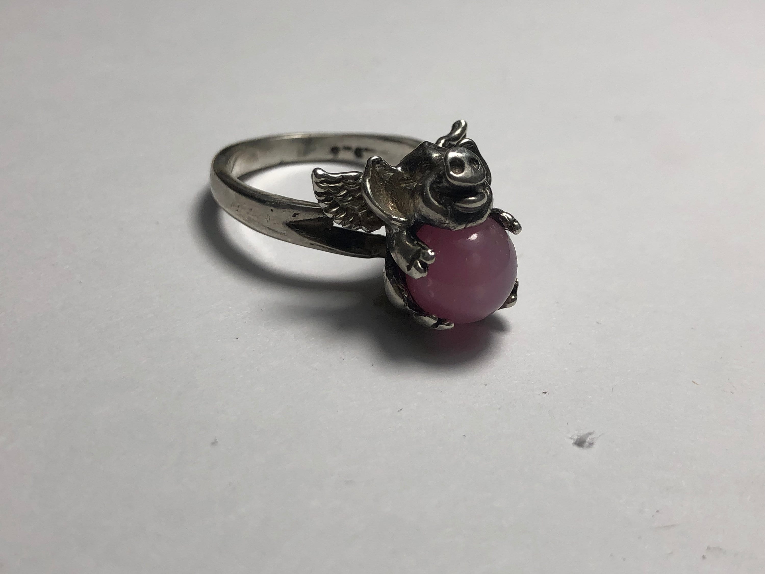 Flying Pig Ring With Rose Quartz and Sterling Silver - Etsy