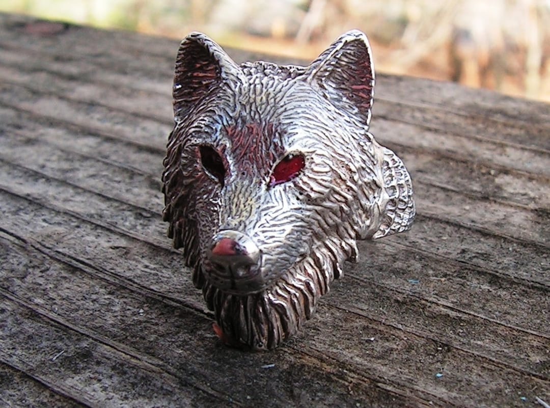 Wolf Ring With Red Eyes in Sterling Silver - Etsy