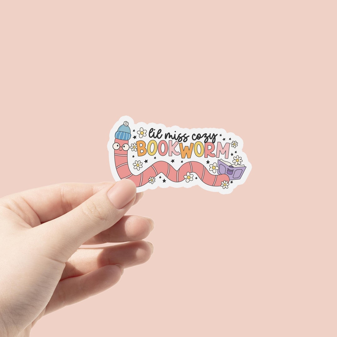 Lil Miss Cozy Bookworm Vinyl Sticker, Cute Trendy Sticker, Cozy Fall ...