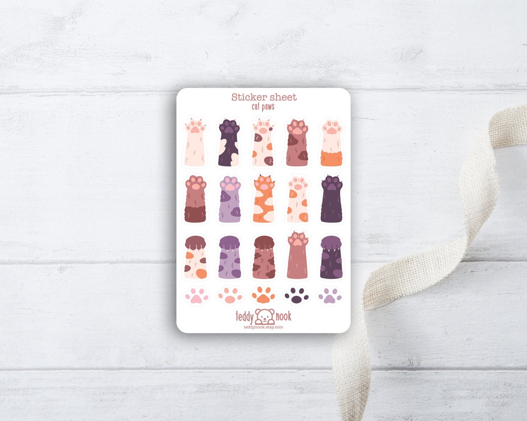 Sticker Sheet Cat Paws | Kitties A6 Matte Vinyl Sticker Set | Pet ...