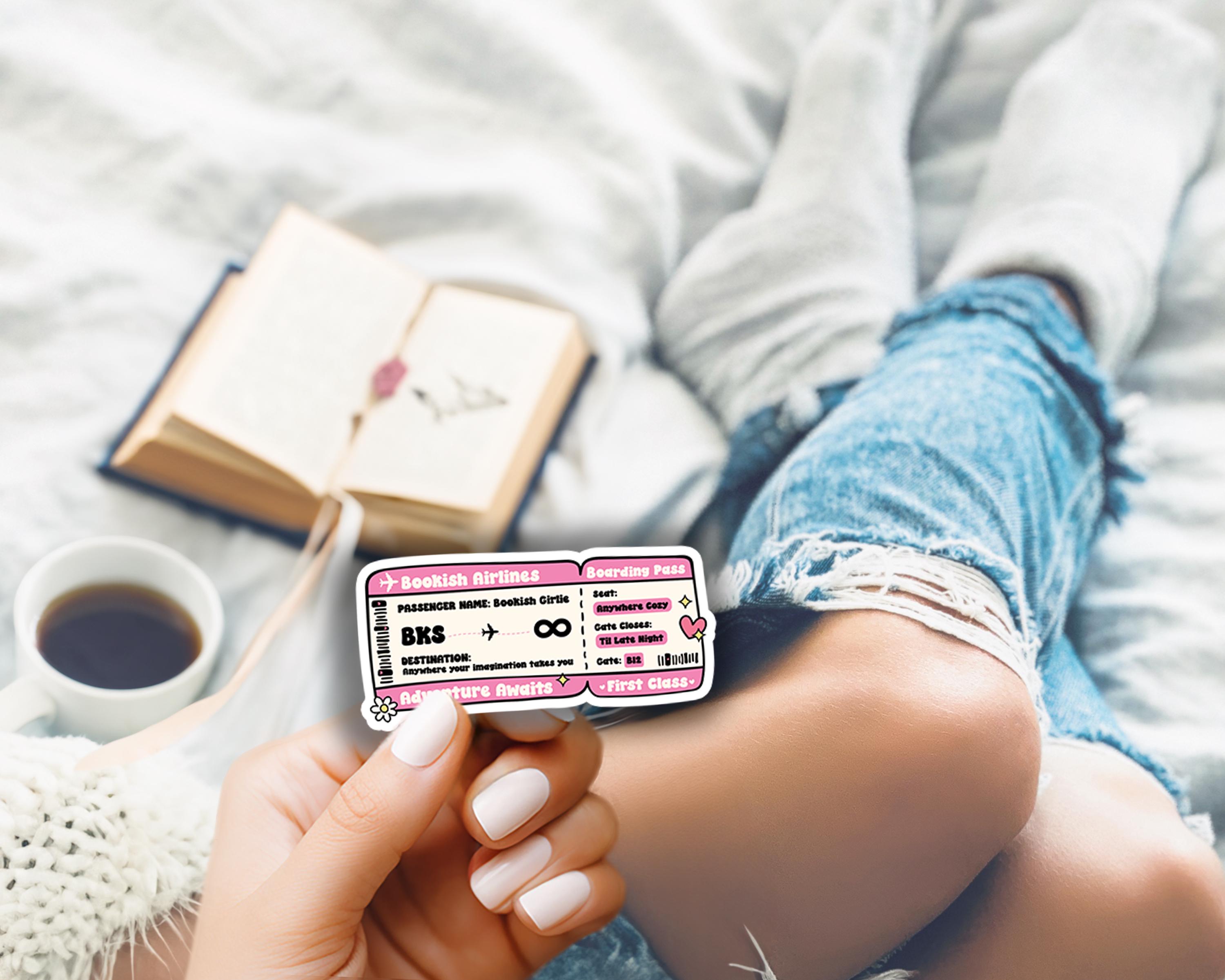 Bookish Boarding Pass Vinyl Sticker, Cute Reading Kindle, Bookish ...