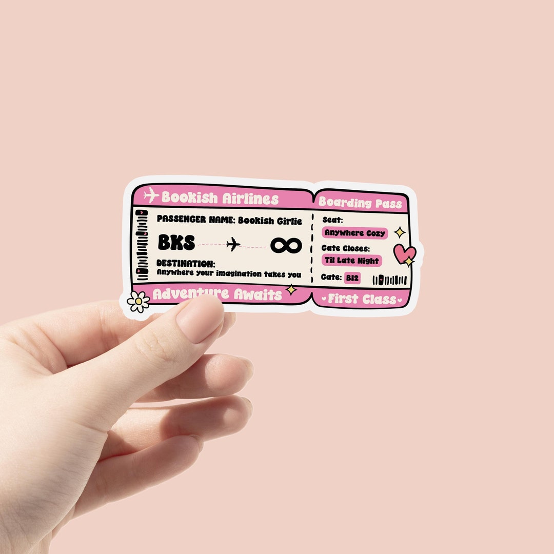 Bookish Boarding Pass Vinyl Sticker, Cute Reading Kindle, Bookish ...