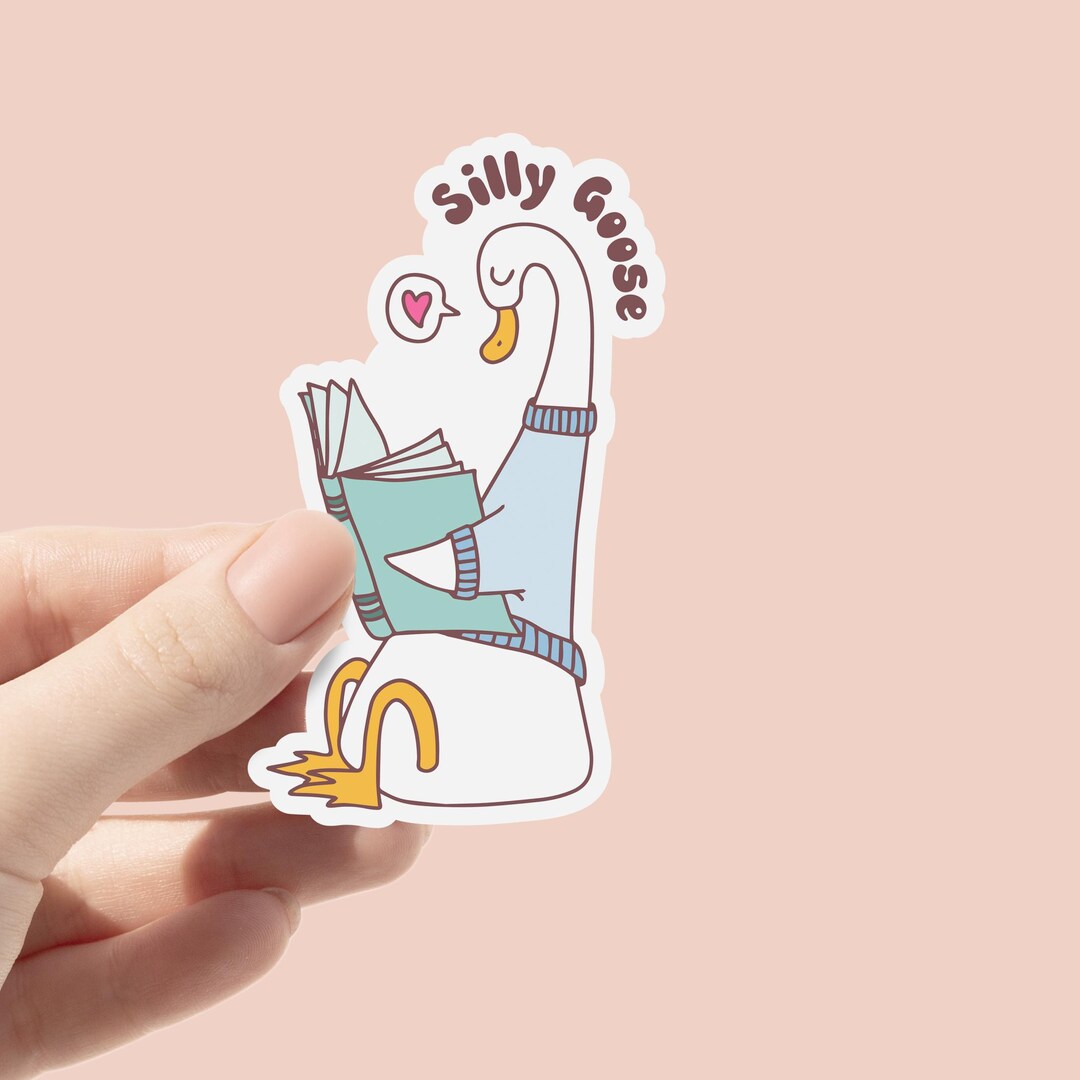 Silly Goose Reading Vinyl Sticker, Funny Silly Goose Bookish Stickers ...