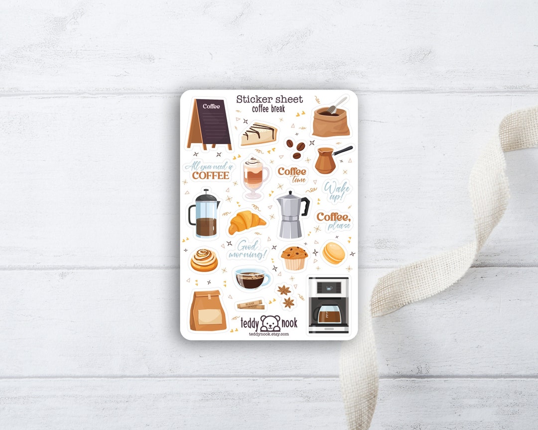 Sticker Sheet Coffee Break | Caffeine A6 Matte Vinyl Sticker Set ...