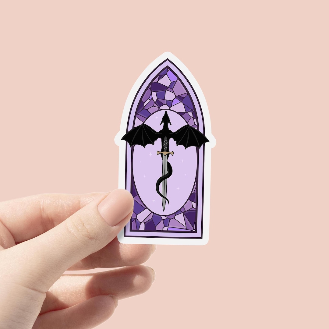 Dragon Sword Stained Glass Vinyl Sticker, Vintage Bookish Artsy Swords ...