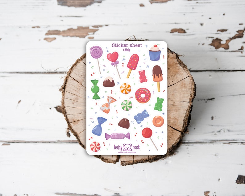 Sticker Sheet Candy | Sweets Lolly Pops A6 Matte Vinyl Sticker Set ...
