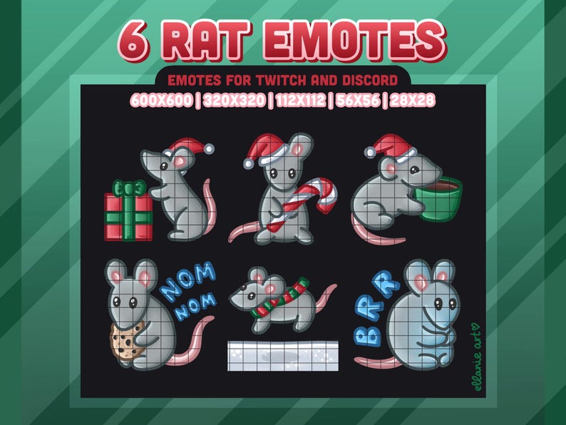 Rat Xmas Emotes (6) | Animated + Static | Emote Pack | Christmas ...
