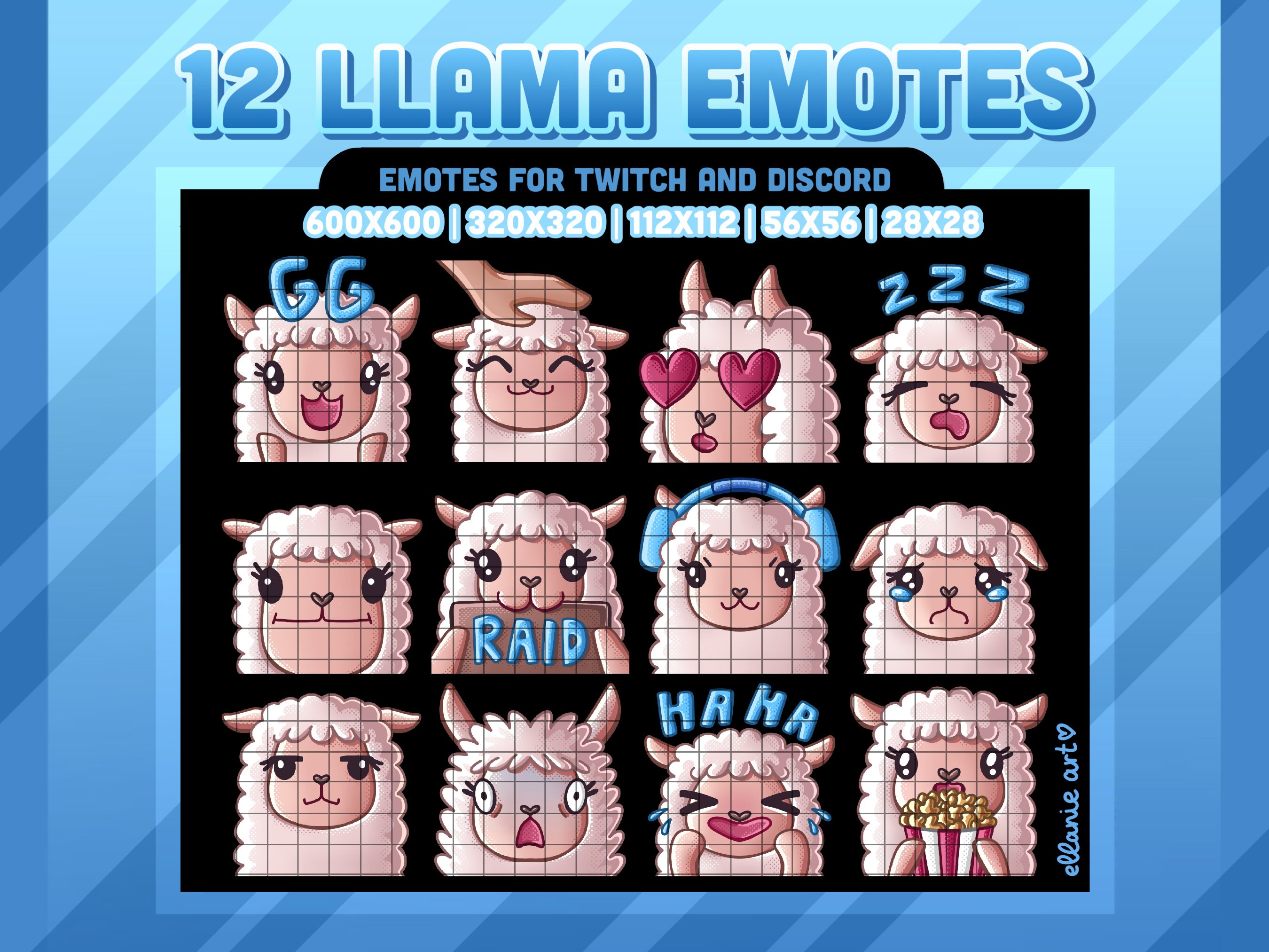 Llama Emotes (12+1) | Cute Alpaca Emotes | Free Surprise | Twitch ...