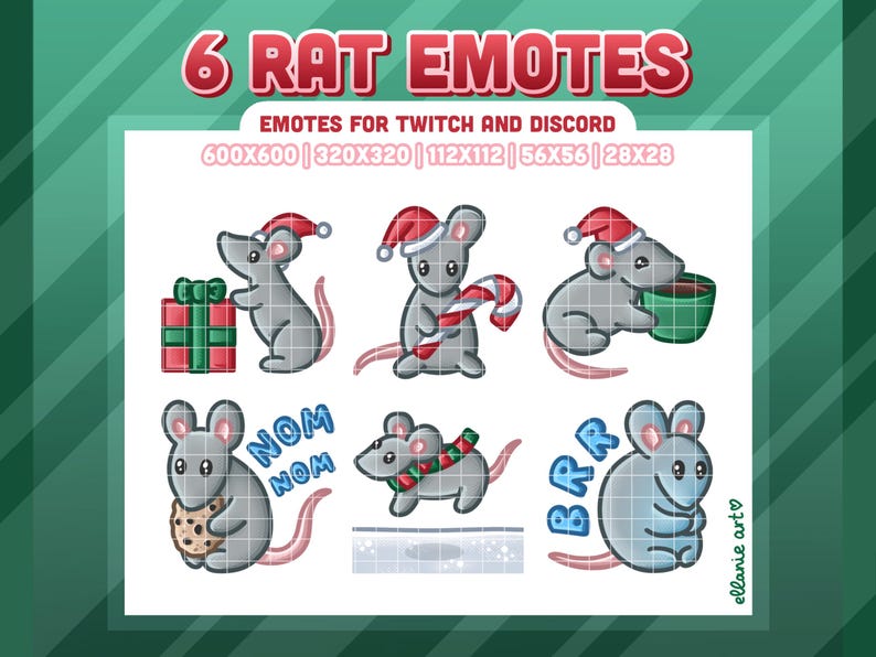 Rat Xmas Emotes (6) | Animated + Static | Emote Pack | Christmas ...