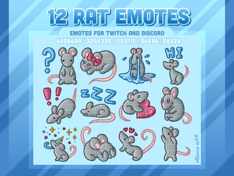 Cute Rat Emotes (12) | Twitch, Discord, Youtube (digital Download) - Etsy