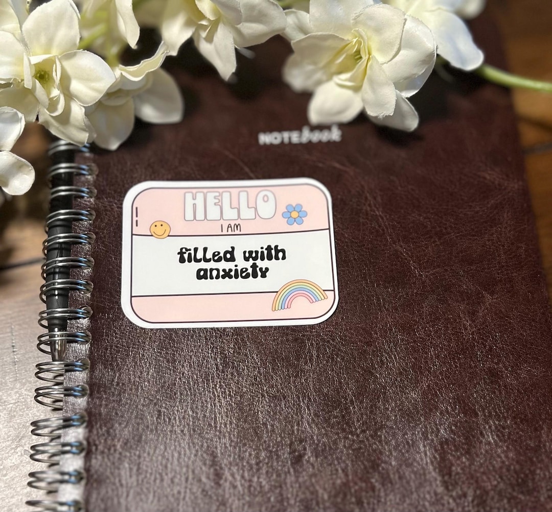 Anxiety Name Tag Sticker | Waterproof Vinyl Laptop Decal - Etsy