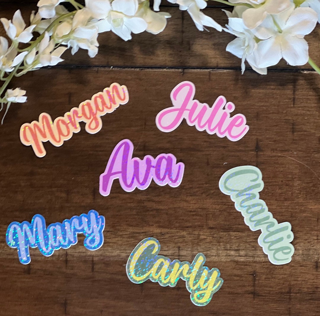 Personalized Holographic Name Sticker | Waterproof Vinyl Decal - Etsy