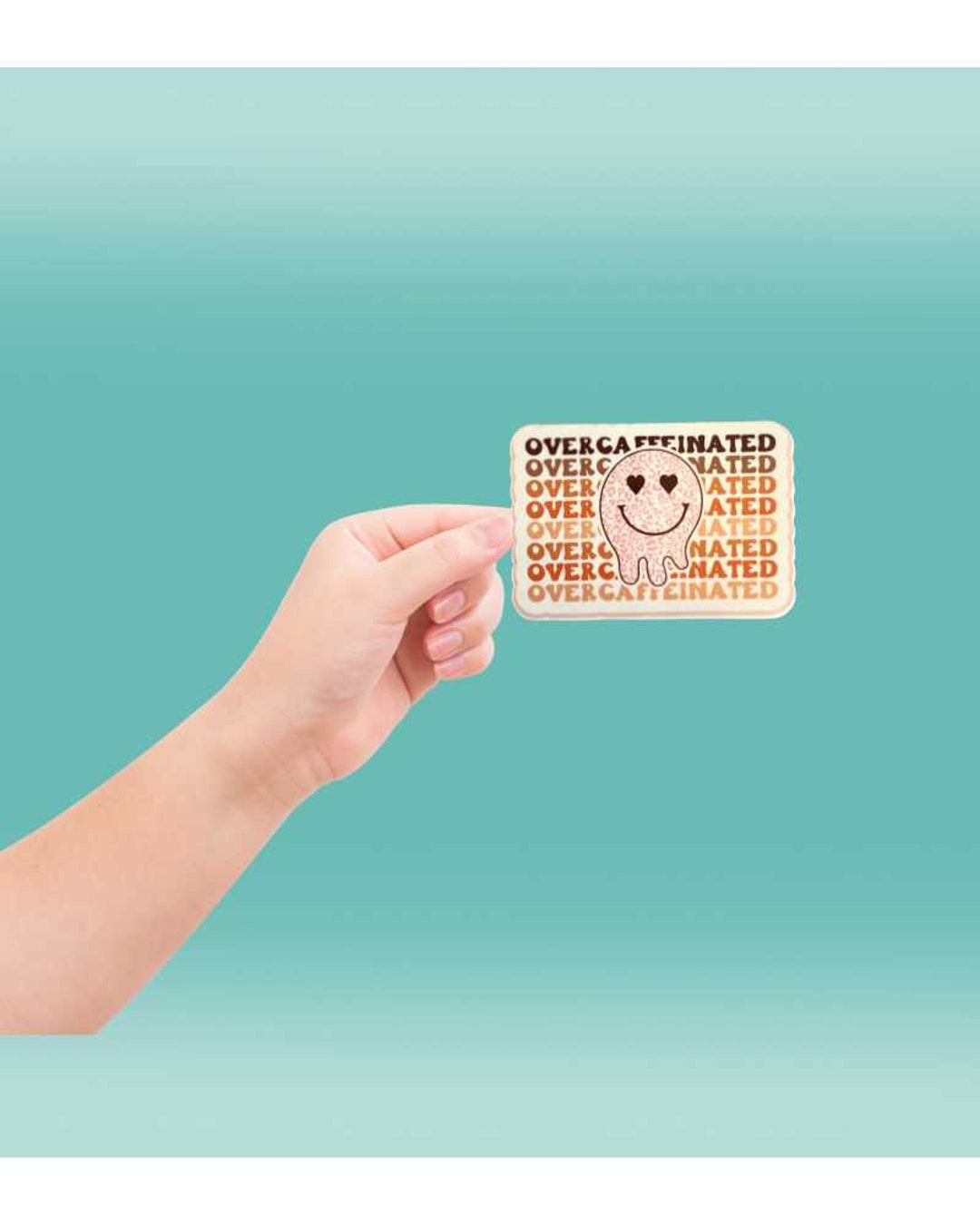 Overcaffeinated Vinyl Sticker Decal, Smiley Face Decal, Waterproof ...