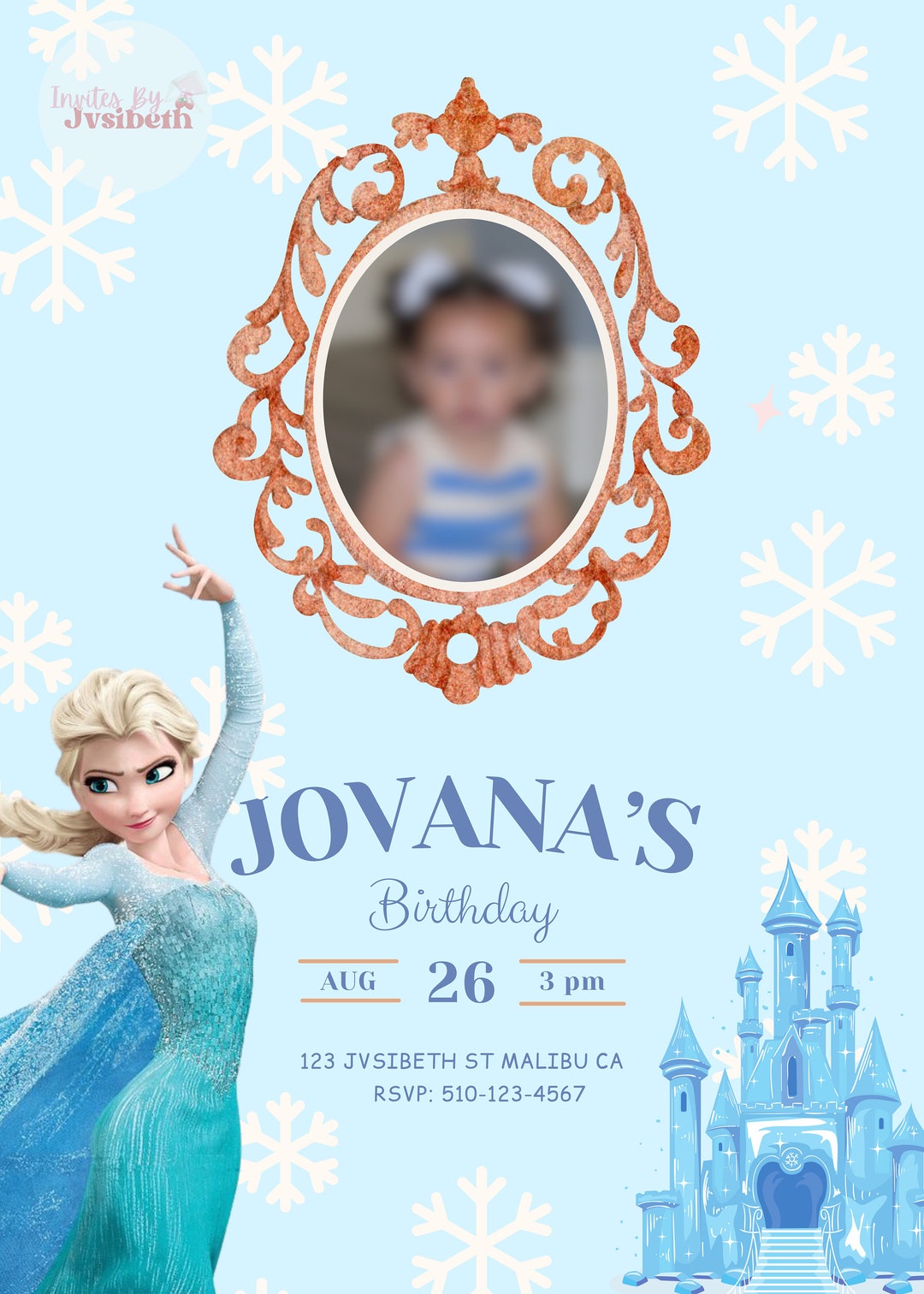 Pixar "frozen" Elsa Digital Invitation - Etsy