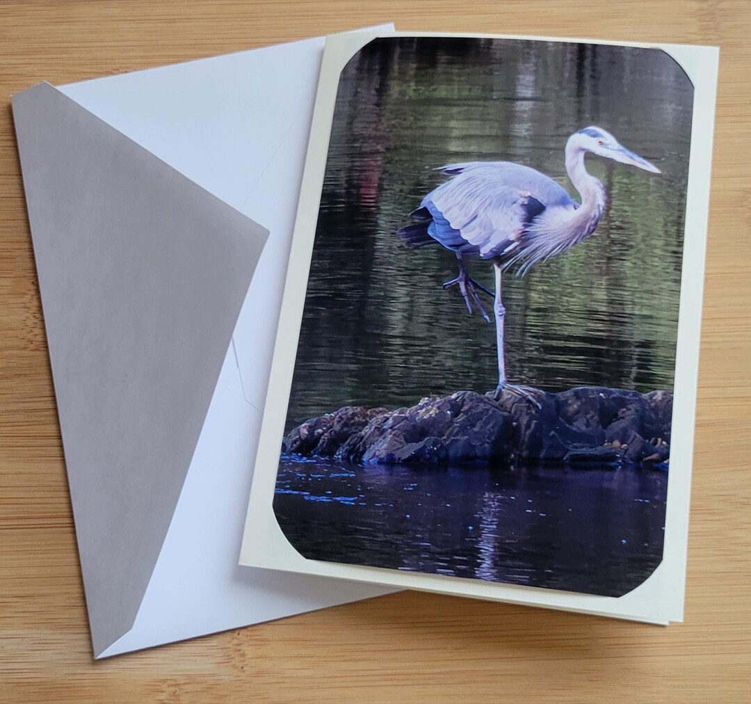 Blue Heron Handmade Photo Card - Etsy