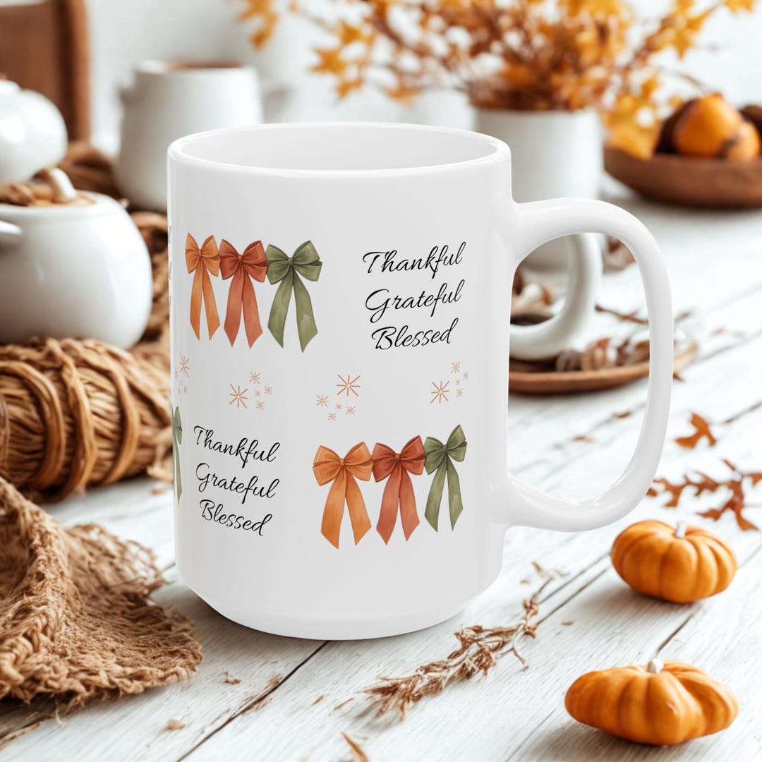 Thankful Grateful Blessed Ceramic Mug Gift - Etsy
