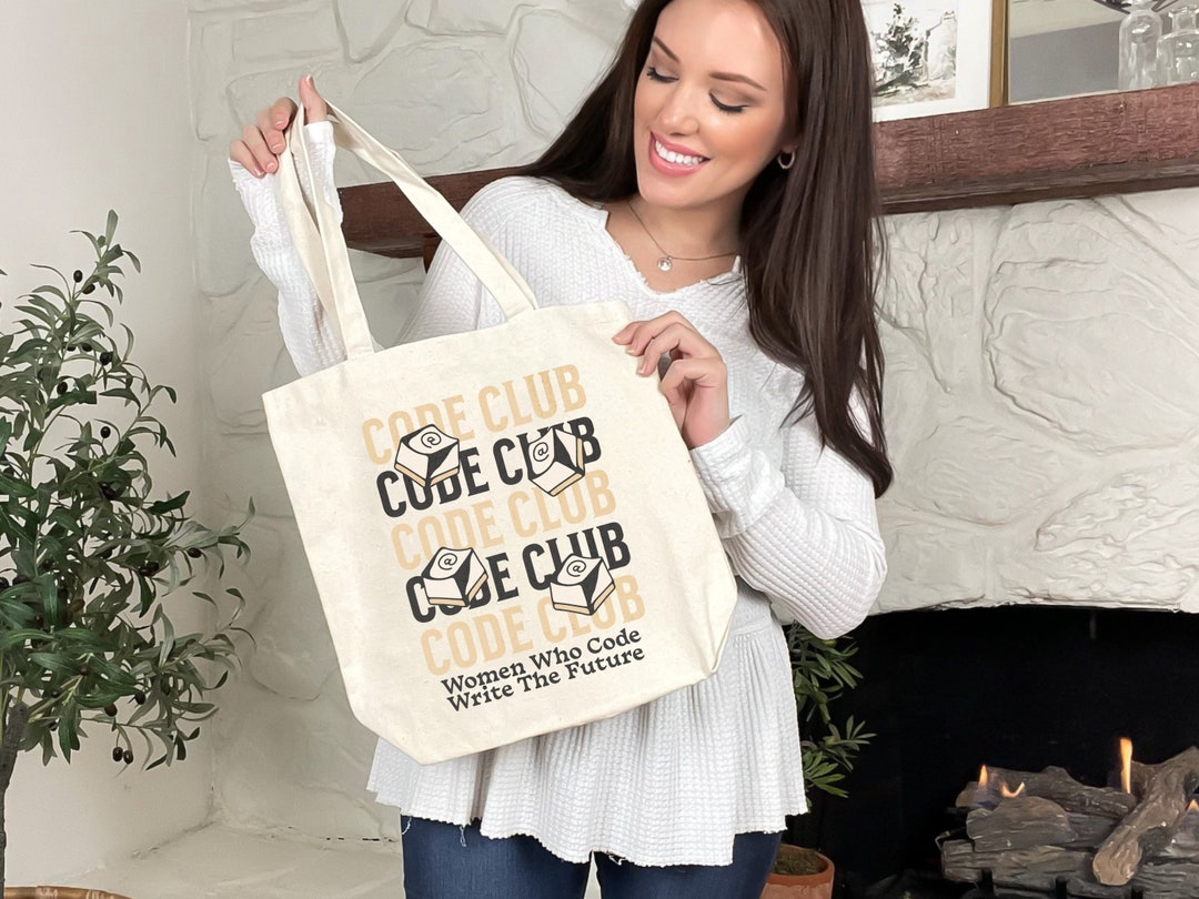 Code Club Canvas Tote Bag, Women Who Code Tote Bag, Women in Tech Gift, Reusable Tote Bag, Women ...