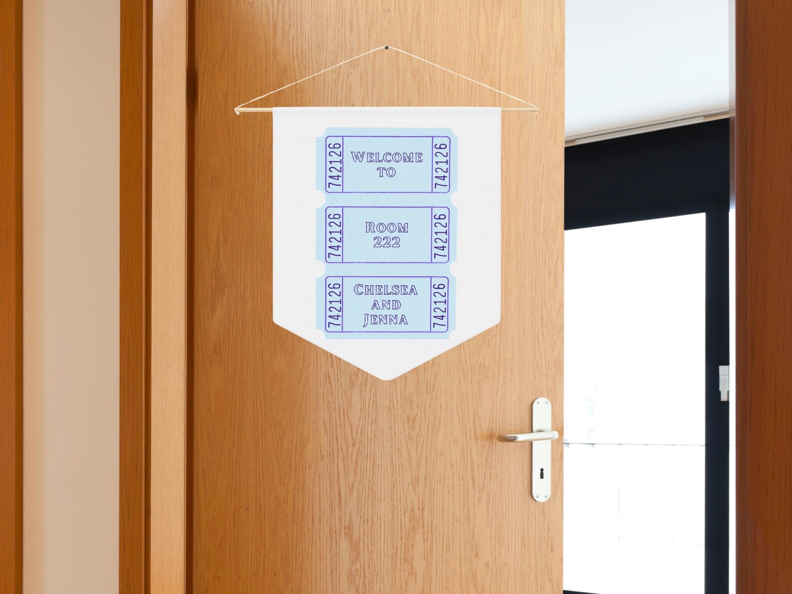 Trendy Dorm Room Door Custom Pennant, Ticket Themed Dorm Room Door Sign ...