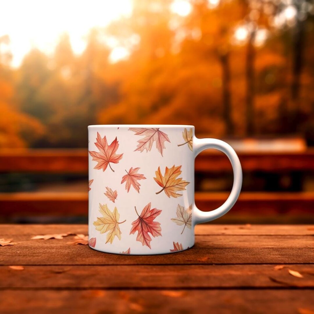 Fall Leaves Mug, Autumn Leaves, Watercolor Maple Leaf, Falling Leaf Mug ...