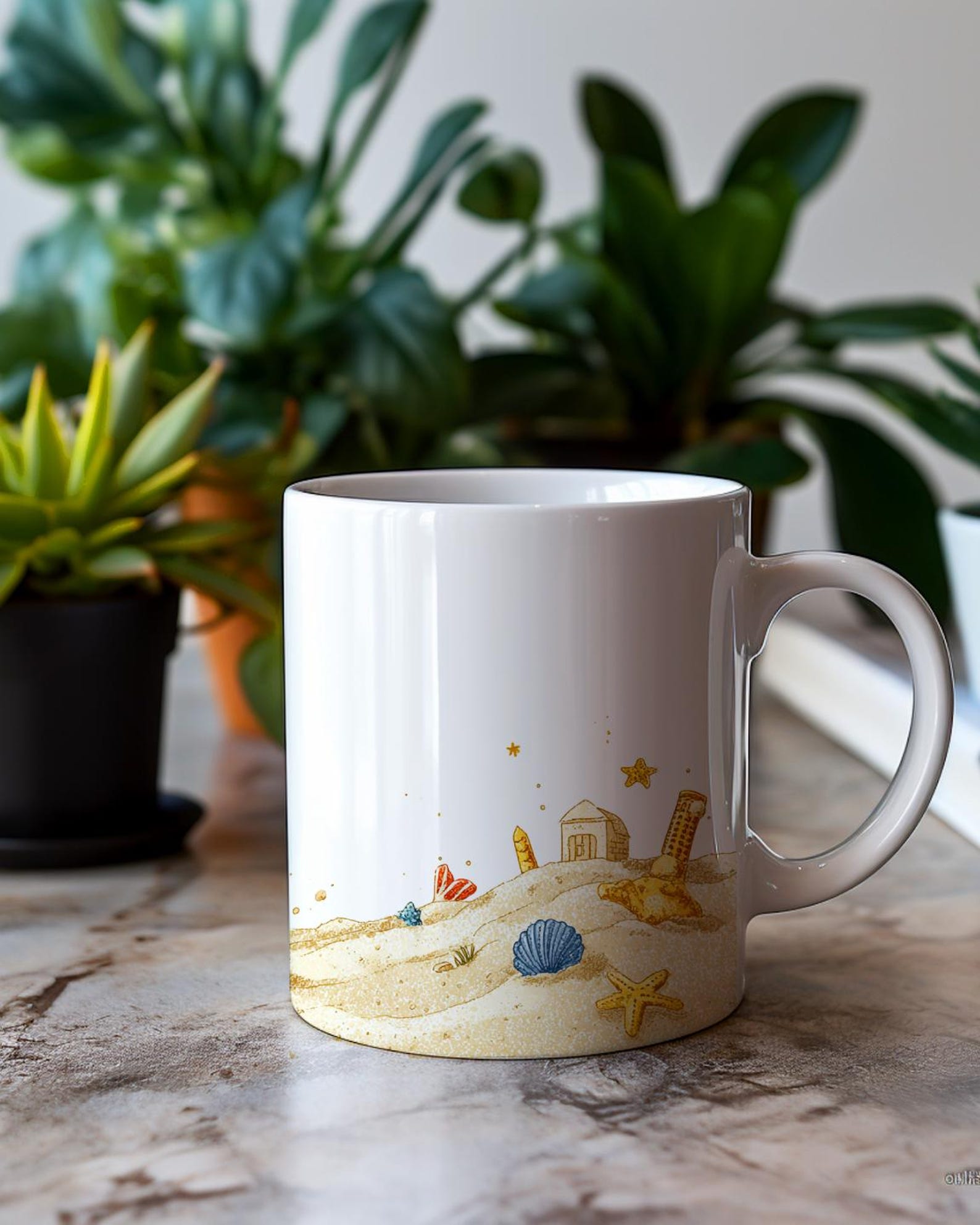 Beach Sand Mug: Coastal Starfish & Sandcastle Design, 11oz Ceramic - Etsy